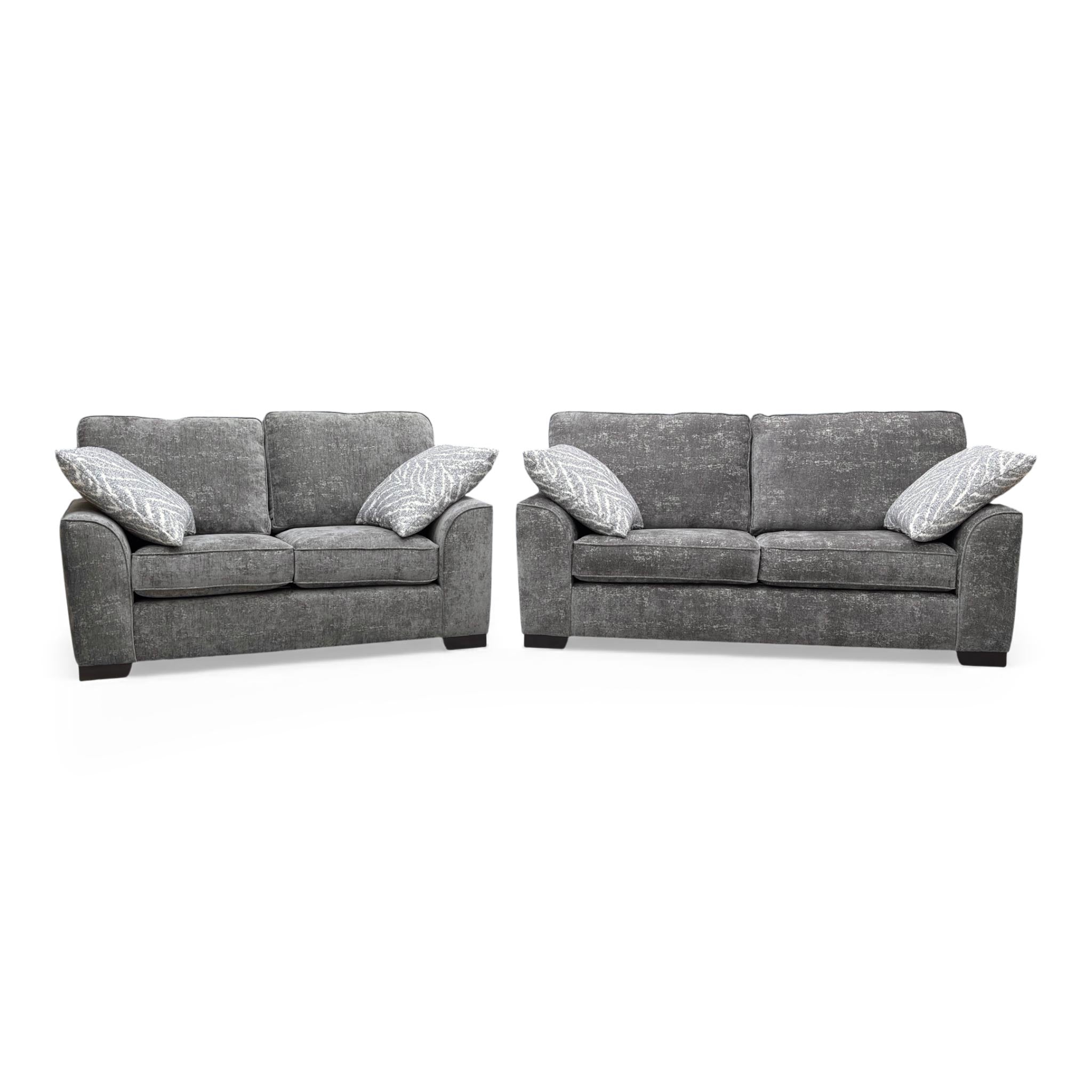 Thornbrook ‘Theodore’ Meridian Charcoal Grey Chenille Fabric 3 + 2 ...